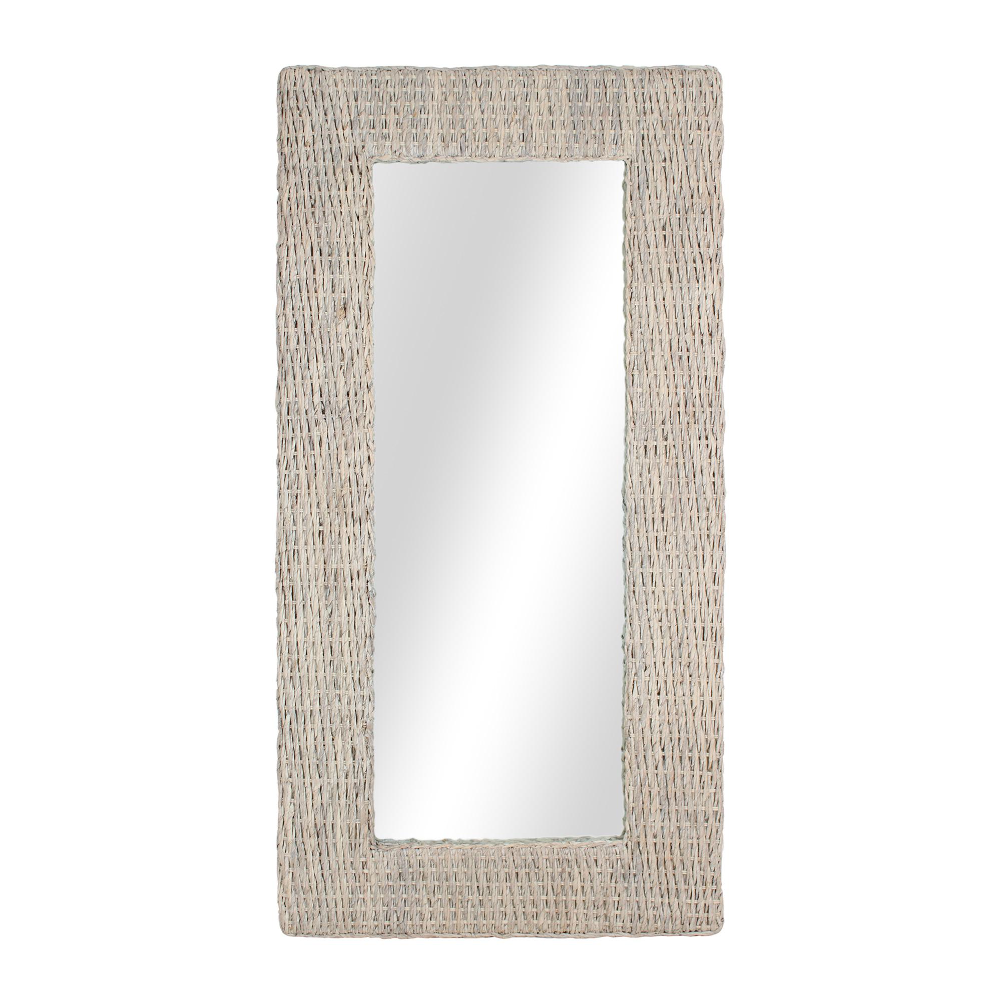 Avalone Leaning Abaca Mirror, 79"H, White Wash