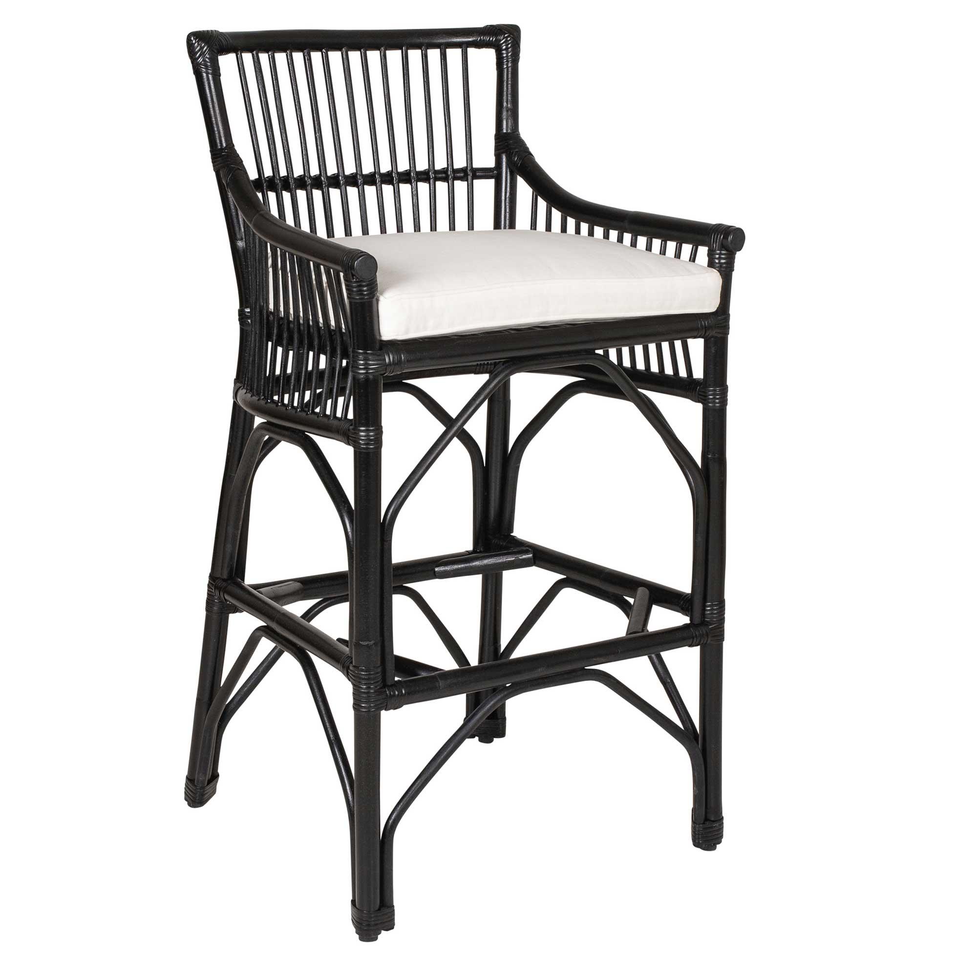 Winston Rattan BarStool, Black