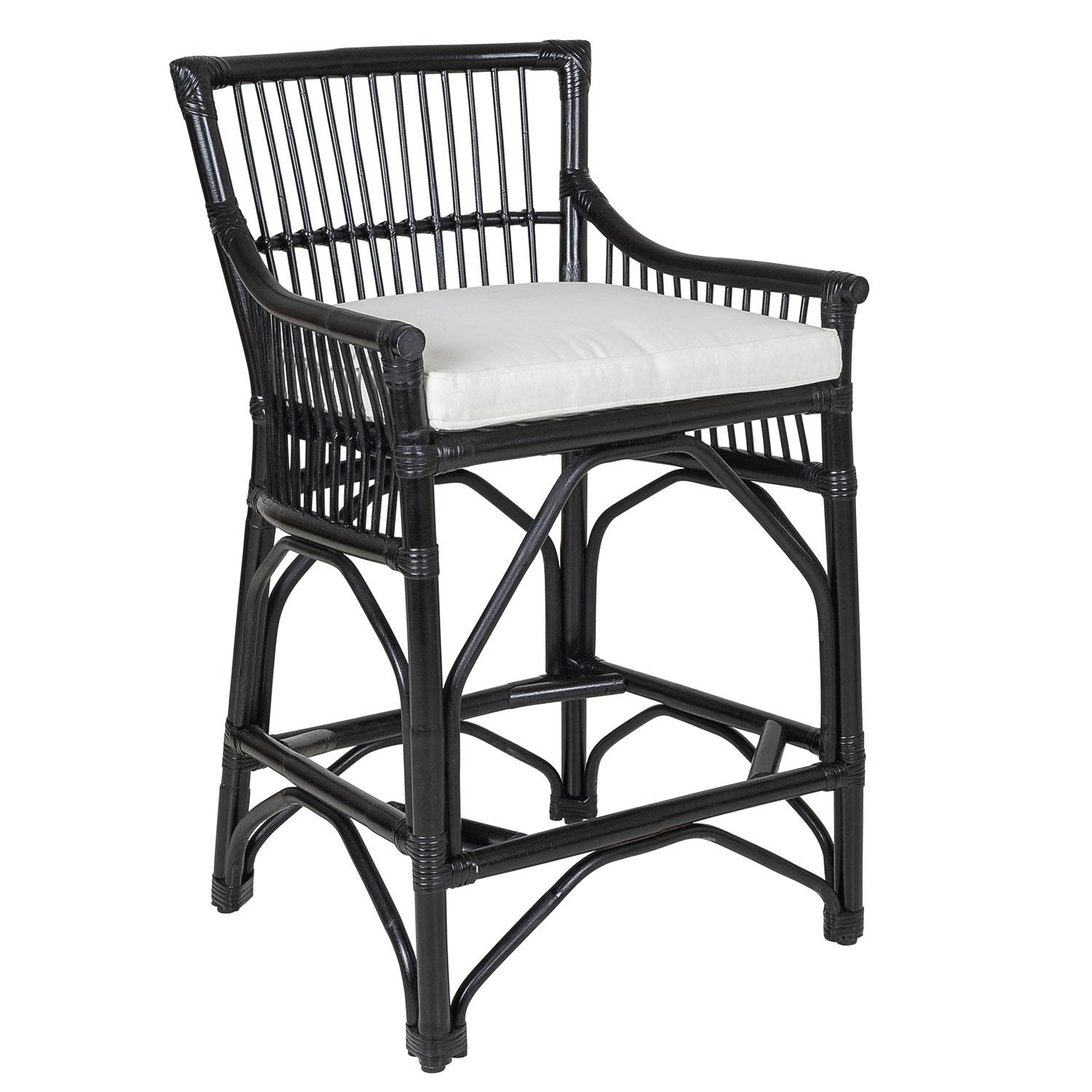 Winston Rattan Counter Stool, Solid Black