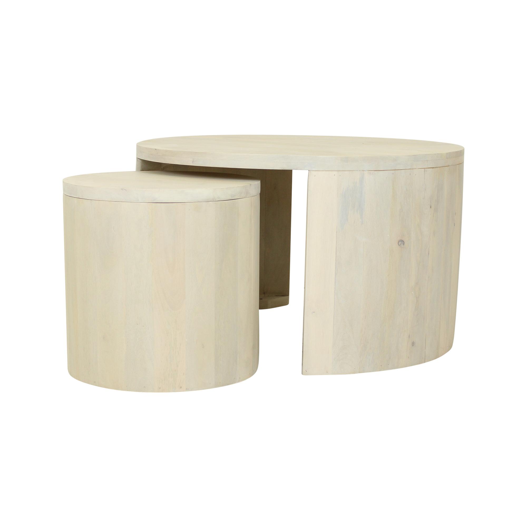 Indigo Road by Egypt Sherrod Cyrus Rounded Storage Coffee Table and Nesting Storage Stool, White