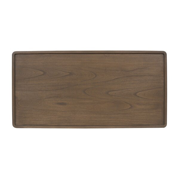 Asher Tray Top Coffee Table With Rush Shelf, 47"W, Chestnut Brown