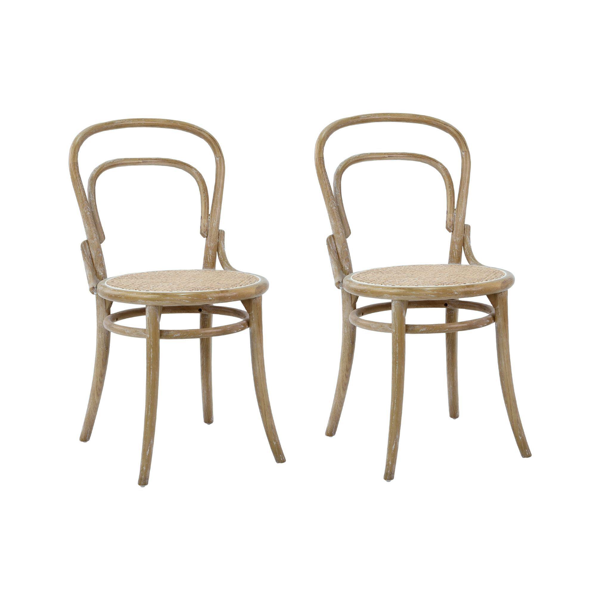 Bistro Dining Chair with Natural Cane, Set of 2