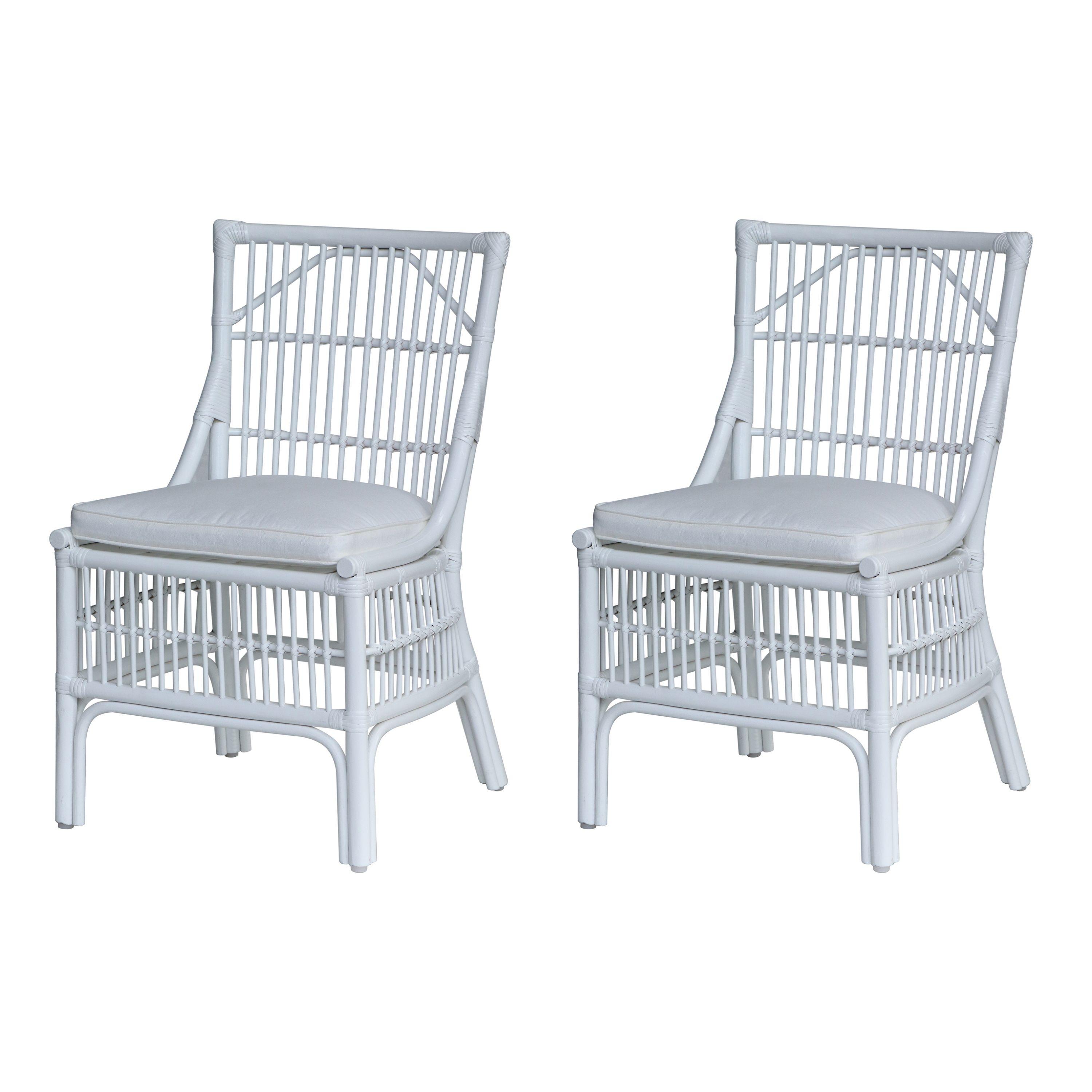Winston II Rattan Dining Chair, Set Of 2, 35"H, White