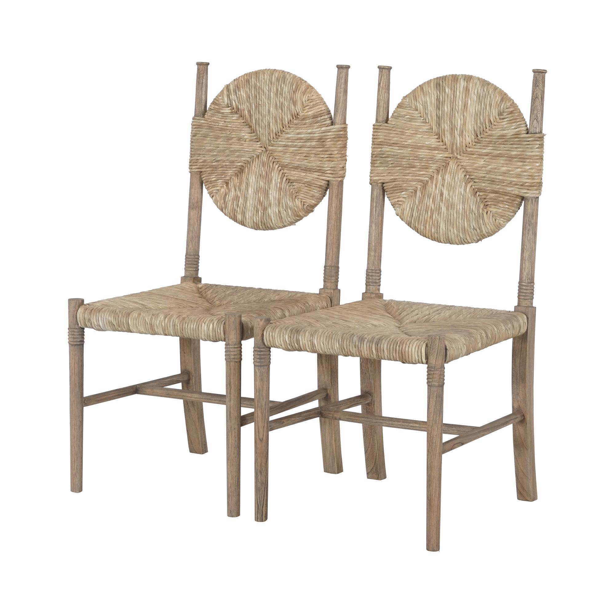 Wide Woven Dining Chair, Set of 2, Natural