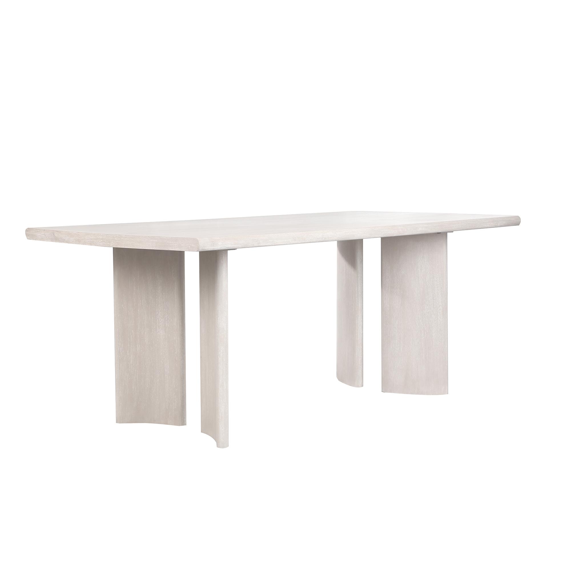 Bullnose Dining Table With Curved Legs, Ivory