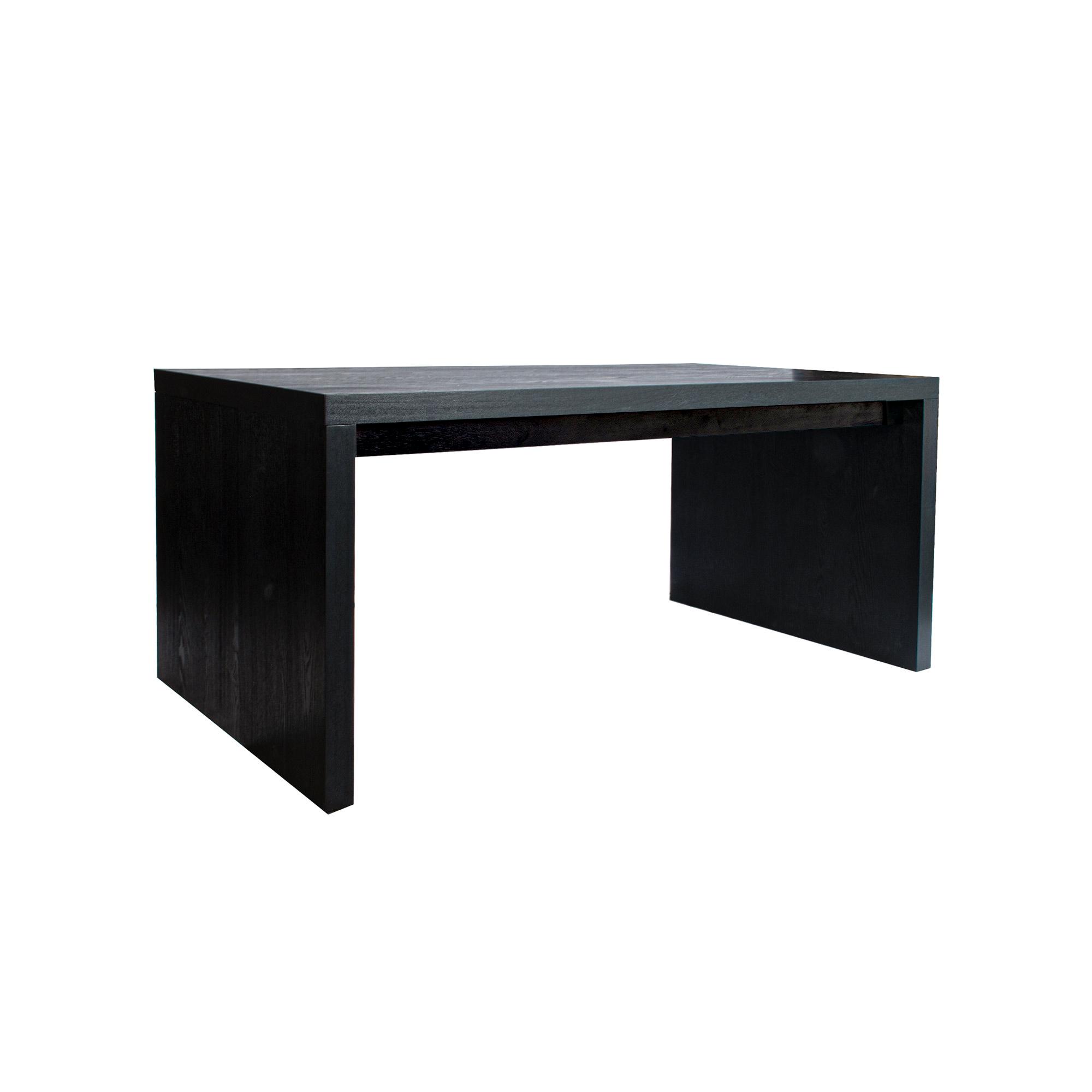 Jayden Ash Wood Waterfall Dining Table, 64"W, Black