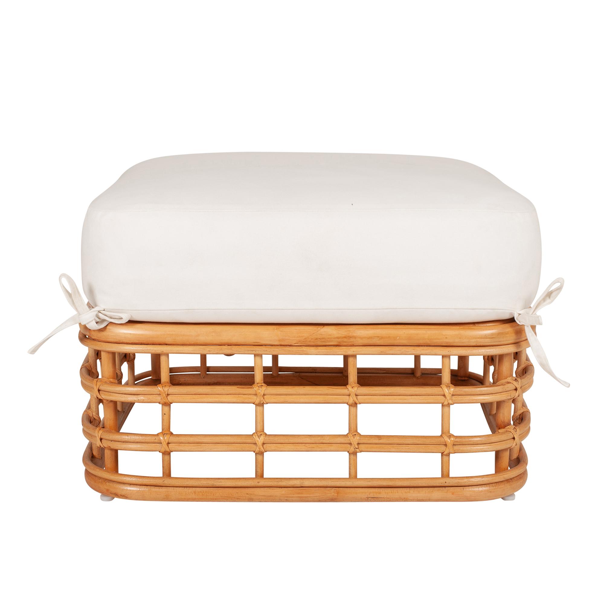 Bahama Rattan Ottoman with Cushion