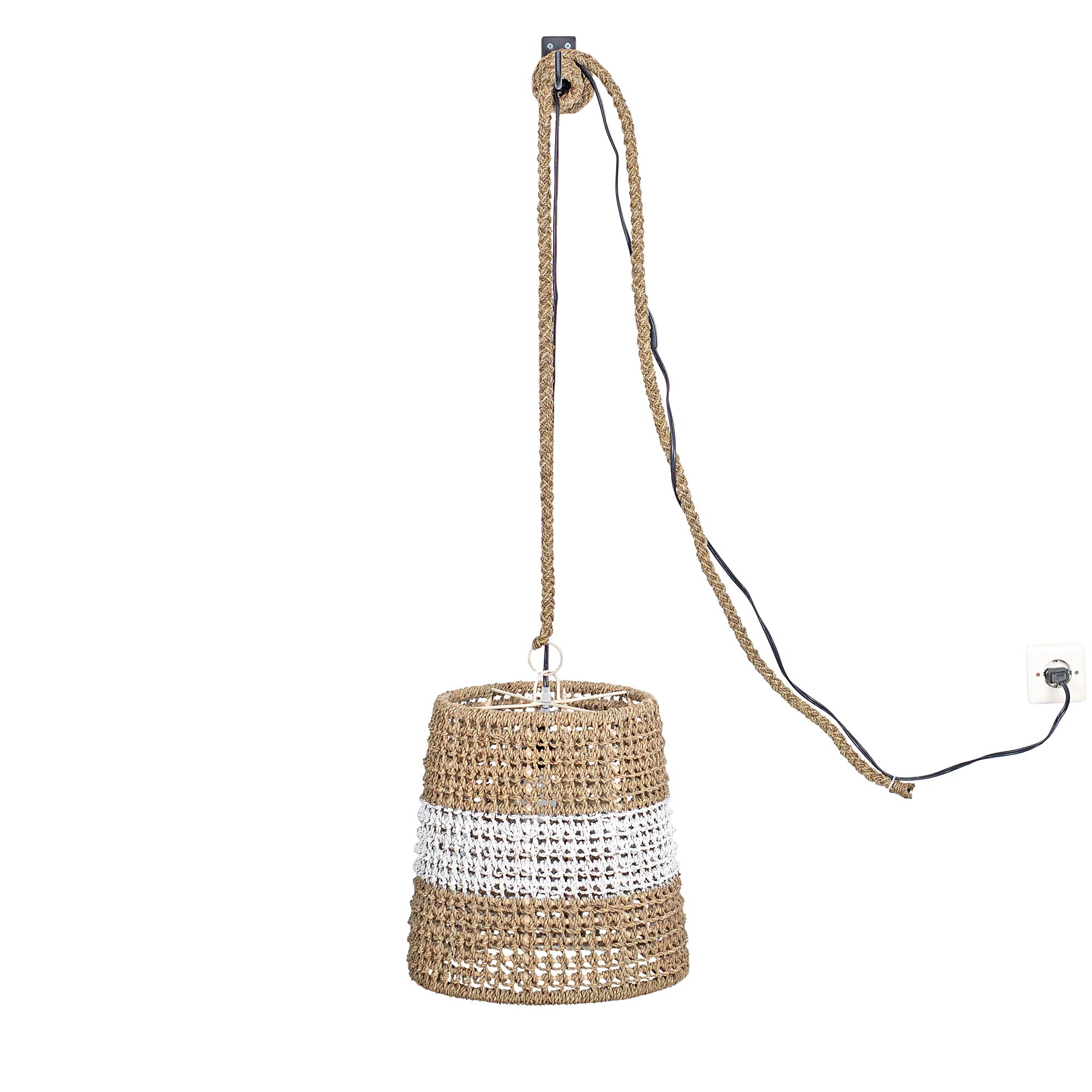Mekele Small Pendant Hanging Lamp, Natural - White Aged