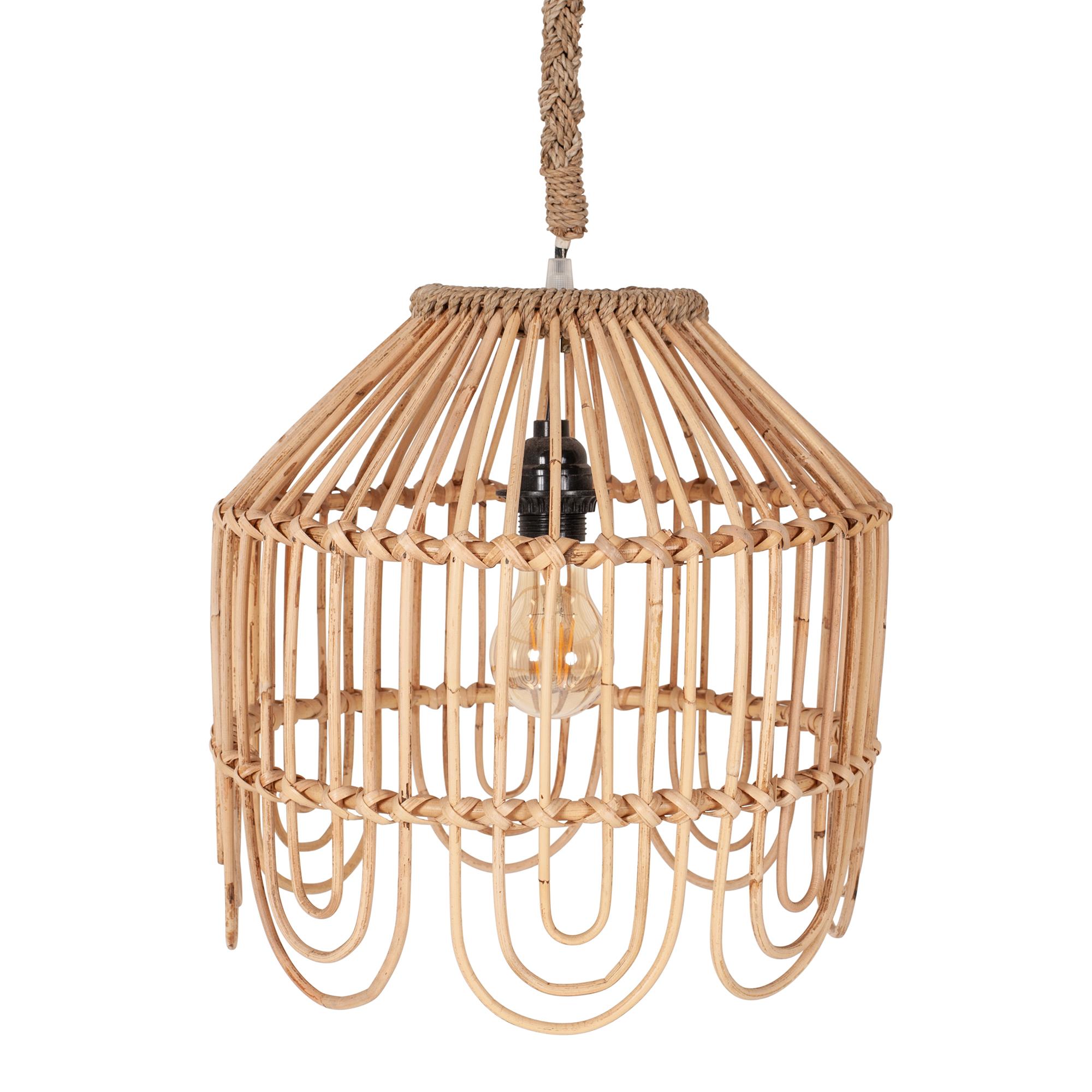 13" Maris Rattan Scalloped Edge Pendant