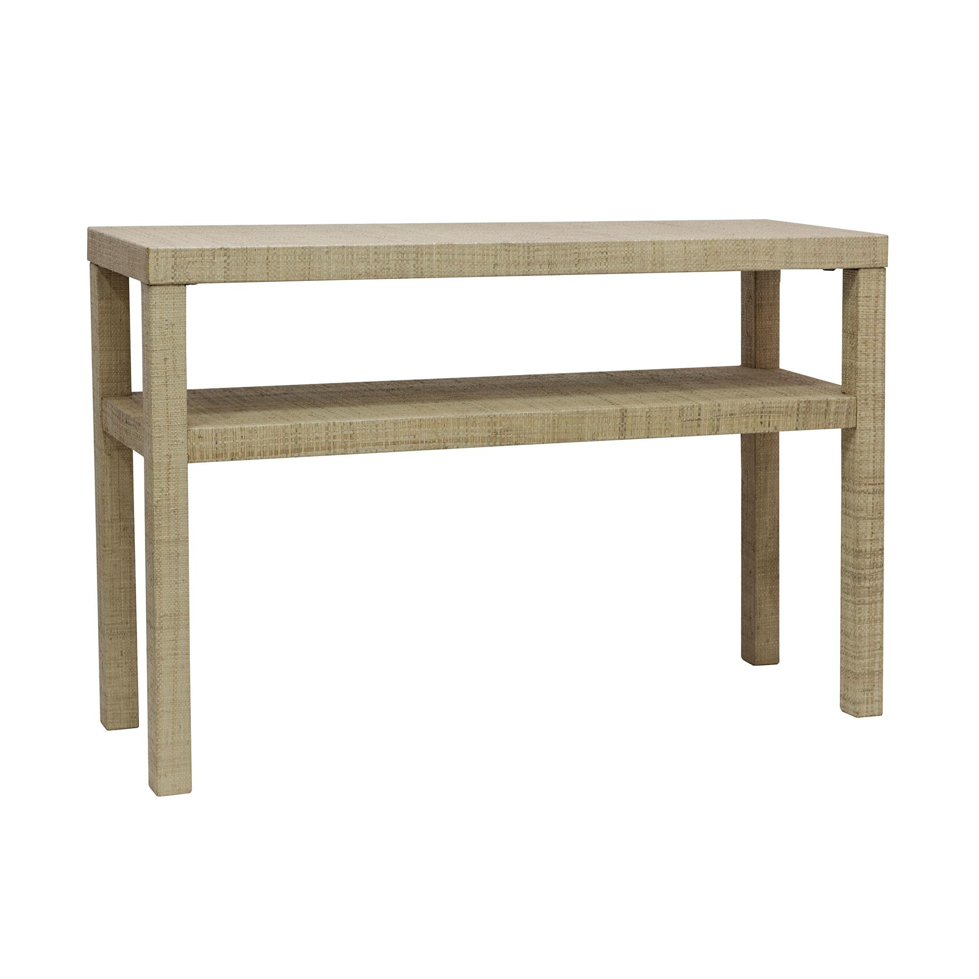 Raffia Wrapped Console Table with Shelf