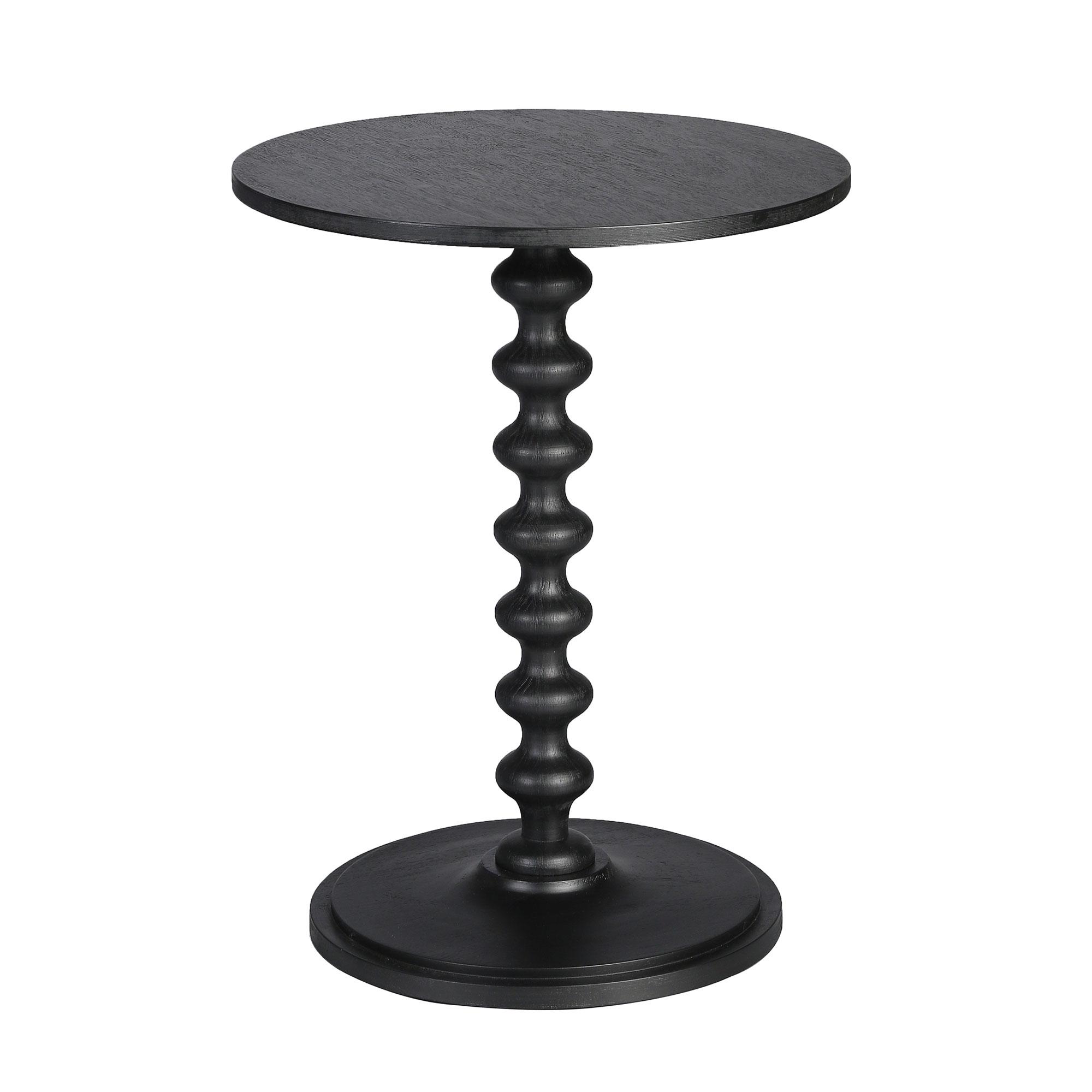 Contemporary Turned Side Table, KD, Matte Black