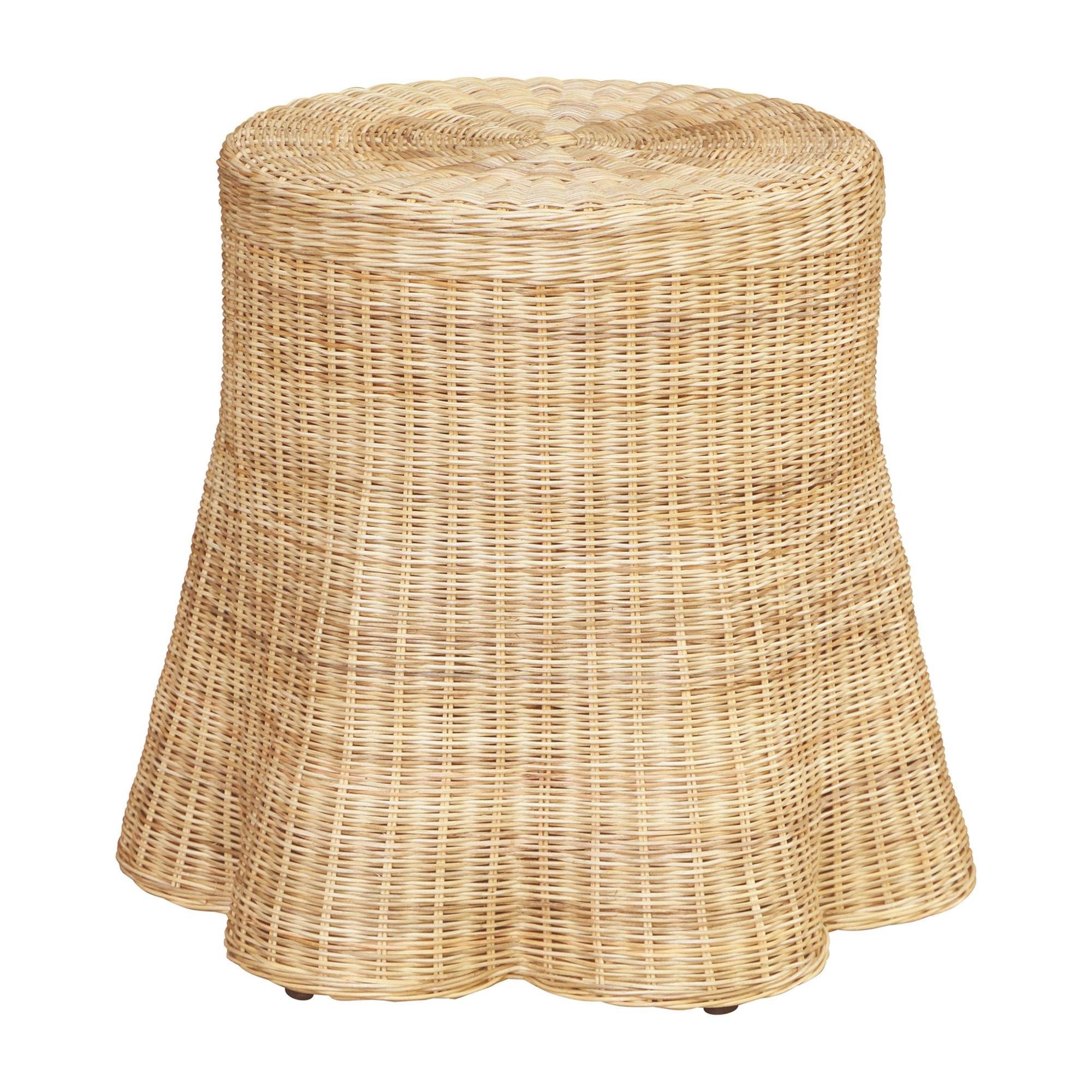 Bonnie Rattan Scalloped Side Table, Natural