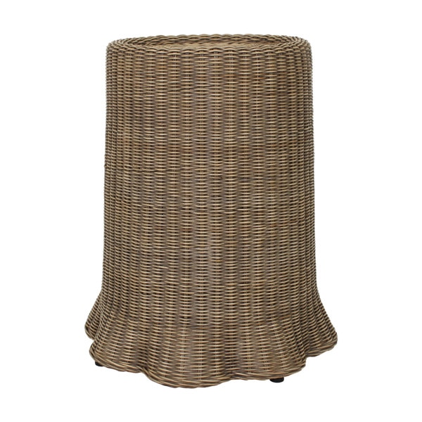 Millie Rattan Woven Side Table, 19.5'' Round, Antique Natural