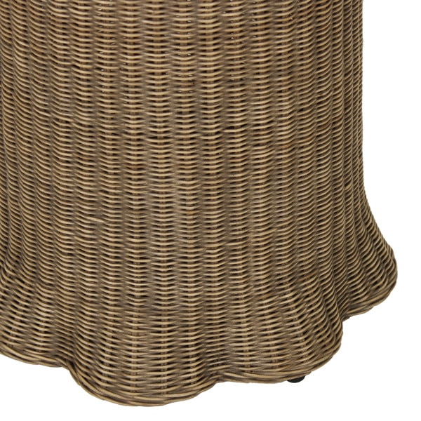 Millie Rattan Woven Side Table, 19.5'' Round, Antique Natural