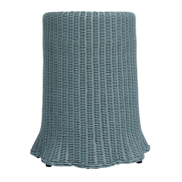 Millie Rattan Woven Side Table, 19.5'' Round, Slate Blue