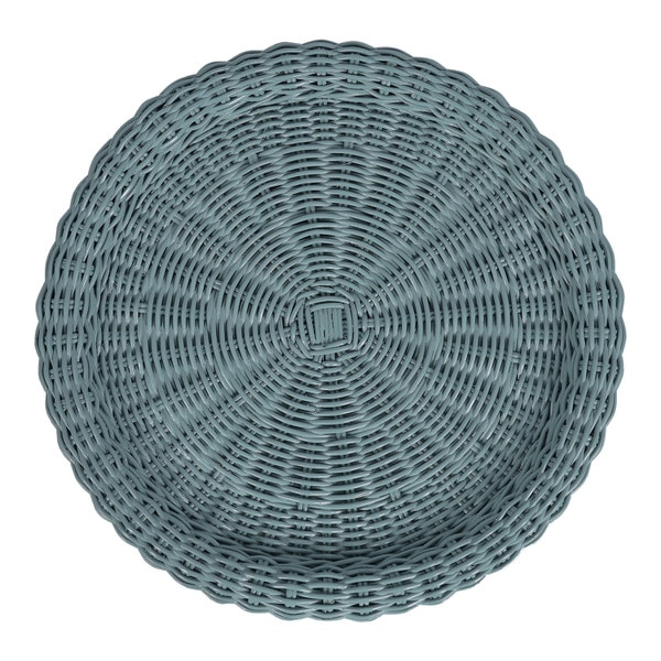 Millie Rattan Woven Side Table, 19.5'' Round, Slate Blue