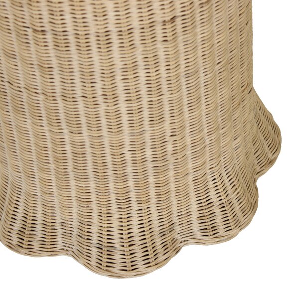 Millie Rattan Woven Side Table, 19.5'' Round, Whitewash