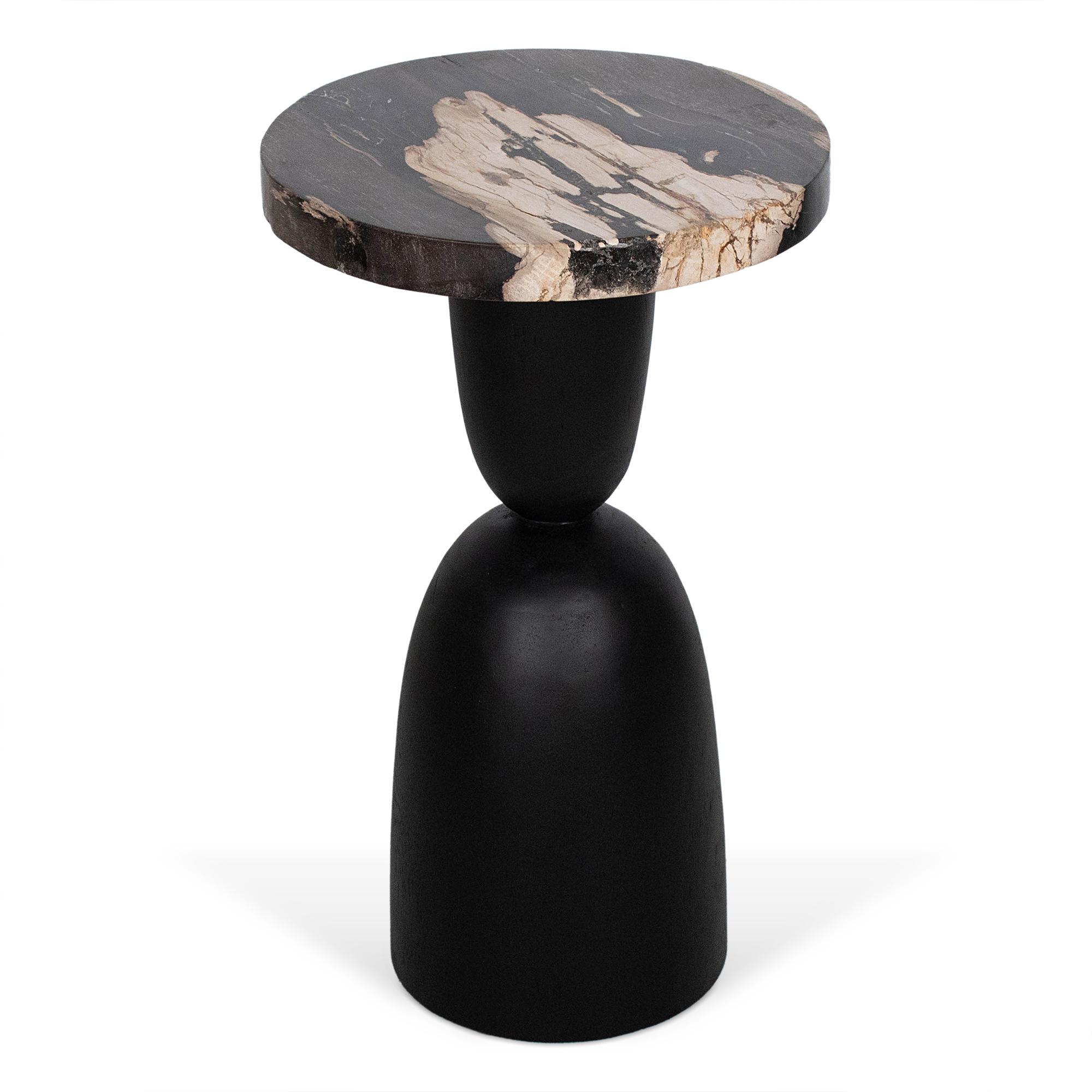 Petrified Wood Top Organic Oval Accent Table