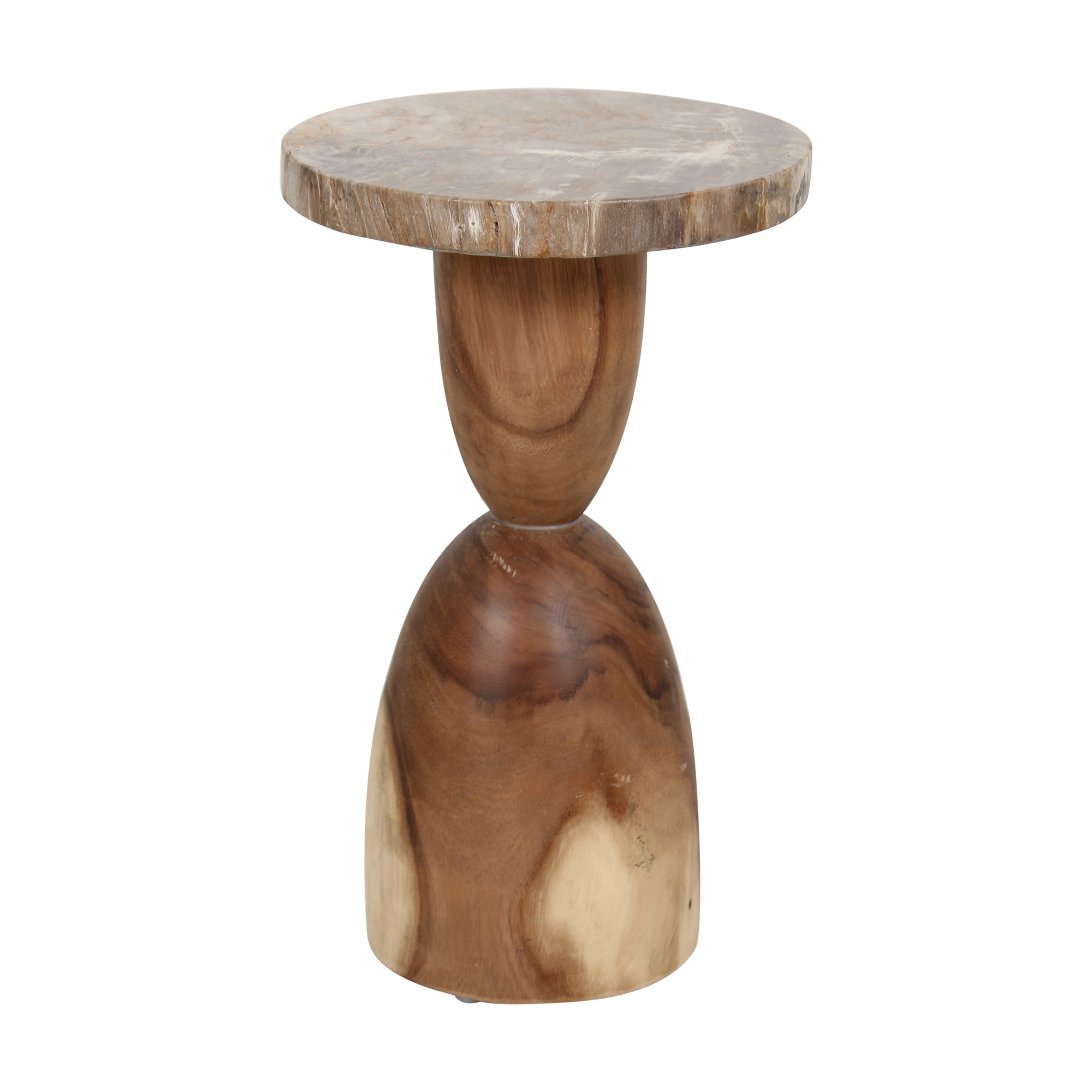 Petrified Wood Top Organic Oval Accent Table
